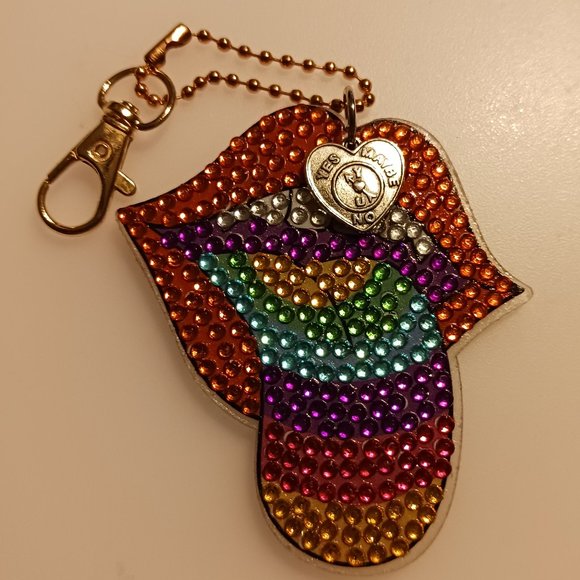 Diamond Decor | Office | Groovy Keychain Tye Dye Tongue Metallic Yes No ...